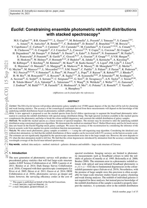 Pdf Euclid Constraining Ensemble Photometric Redshift Distributions With Stacked Spectroscopy