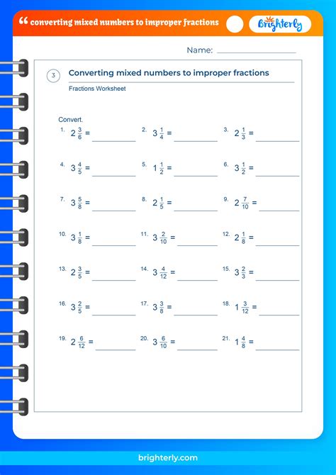 Converting Mixed Numbers To Improper Fractions Worksheets [pdfs]