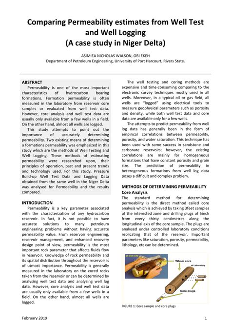 pdf comparing permeability estimates from well test and well logging