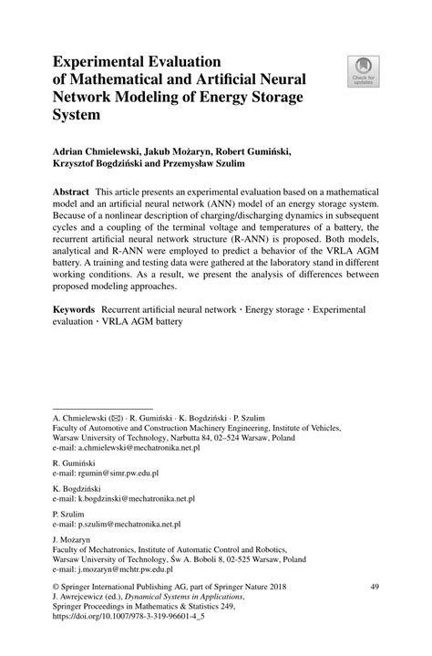 Pdf Experimental Evaluation Of Mathematical And Artificial Neural
