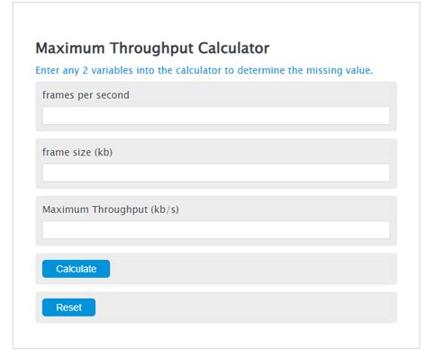 maximum throughput calculator calculator academy
