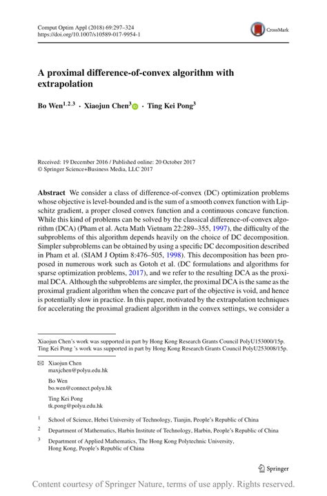 A Proximal Difference Of Convex Algorithm With Extrapolation Request Pdf