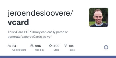 Github Jeroendeslooverevcard This Vcard Php Library Can Easily Parse Or Generateexport