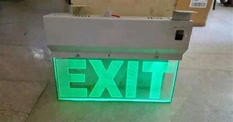 Red Common Led Exit Sign Board Power Consumption 12 Volt Shape Rectangle At 2200 Piece In