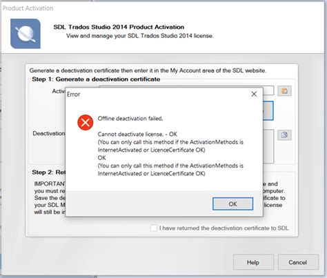 Problems When Trying To Deactivate My License Licensing And Installation Trados Portfolio