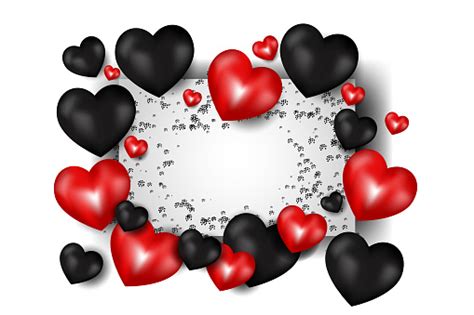 벡터 발렌타인 데이 추상적 인 배경 사실적인 3d 블랙과 레드 3d 풍선 심장 모양 2월 14일 사랑 로맨틱 한 휴일 카드 초대장 표지 배너 포스터 텍스트공간을 복사합니다