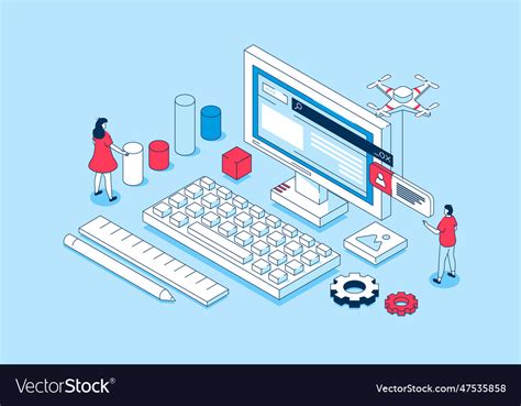Programming Concept In D Isometric Design People Vector Image