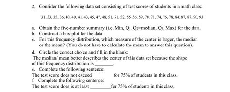 Solved Consider The Following Data Set Consisting Of Test