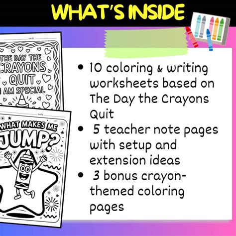 The Day The Crayons Quit Coloring And Writing Pages Book Companion