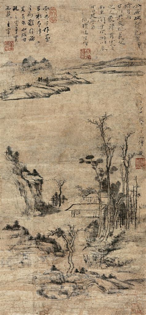 倪瓒 （款） 疏林溪山图 立轴第12期中国书画精品拍卖会北京保利拍品价格图片拍卖专场拍卖会预展拍卖会结果卓克拍卖频道