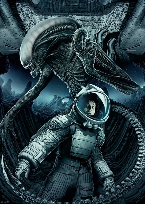 Xenomorph Ellen Ripley Derelict And Uscss Nostromo Alien Drawn By