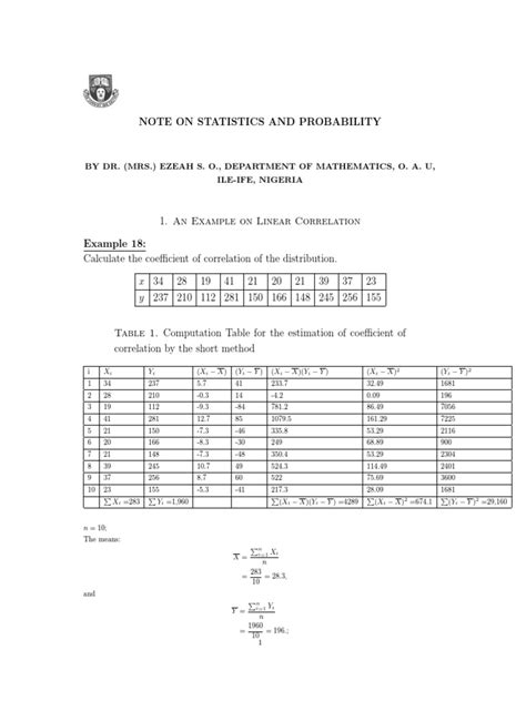 An Example On Linear Correlation Pdf