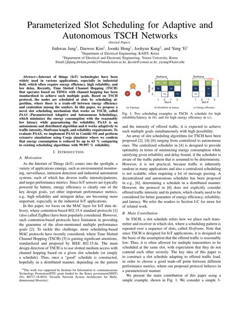 Pdf Parameterized Slot Scheduling For Adaptive And Autonomous Tsch Networks