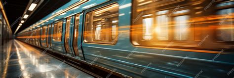 Premium Ai Image Subway Train In Motion Generative Ai