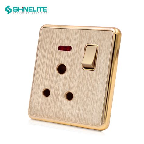 5 Pin Multi Function Electrical Socket Switch Polished Brushed Panel