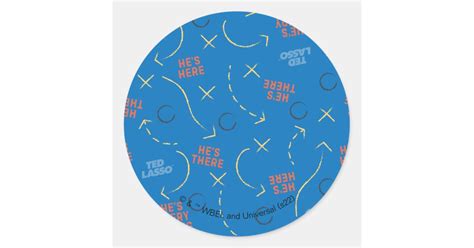 Ted Lasso Hes Here Hes There Playbook Pattern Classic Round Sticker