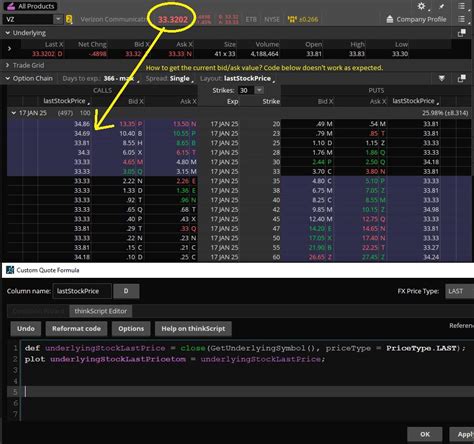 Options How To Get The Underlying Stock Price R Thinkorswim
