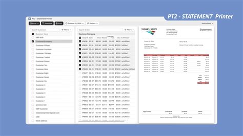 Pt2 ‑ Statement Printer Print Download Email Statements For Customers And Companies