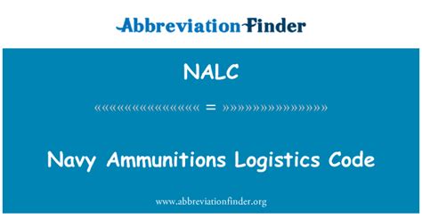 Nalc Stands For Navy Ammunitions Logistics Code Abbreviation Finder