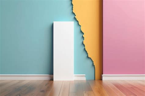 3d Rendering Of White Symbol Of Bookmark Icon Leaning On On Color Wall With Floor Blurred