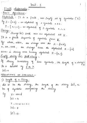 TOC Module 01 Finite Automata Theory Of Computation Studocu