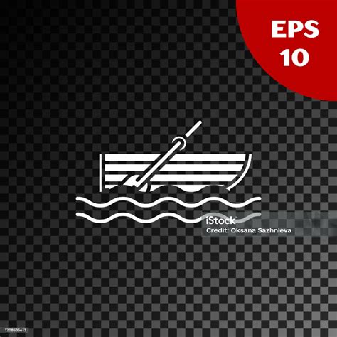 투명 한 어두운 배경에 고립 된 물 아이콘에 노와 흰색 낚시 보트 벡터 일러스트레이션 강에 대한 스톡 벡터 아트 및 기타 이미지 강 노 물 Istock