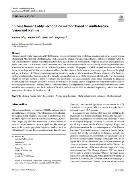 Pdf Chinese Named Entity Recognition Method Based On Multi Feature