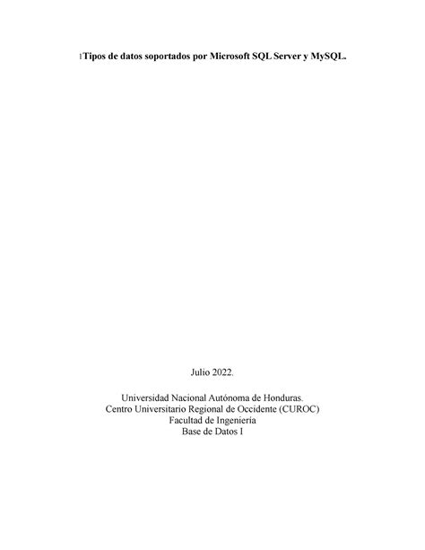 Tipos De Datos En Microsoft Sql Server Y My Sql 1 Tipos De Datos Soportados Por Microsoft Sql