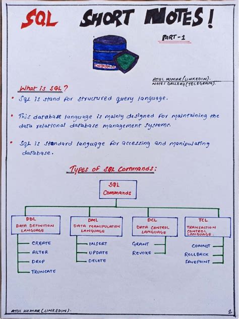 Sql Handwritten Short Notes Part 1 Pdf
