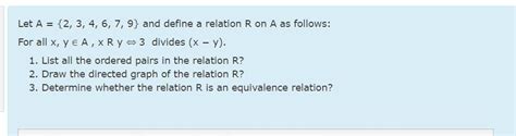 Solved Let A And Define A Relation R On Chegg Com