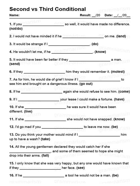 Grammarism Second Vs Third Conditional Test 15 1064669 Pdf