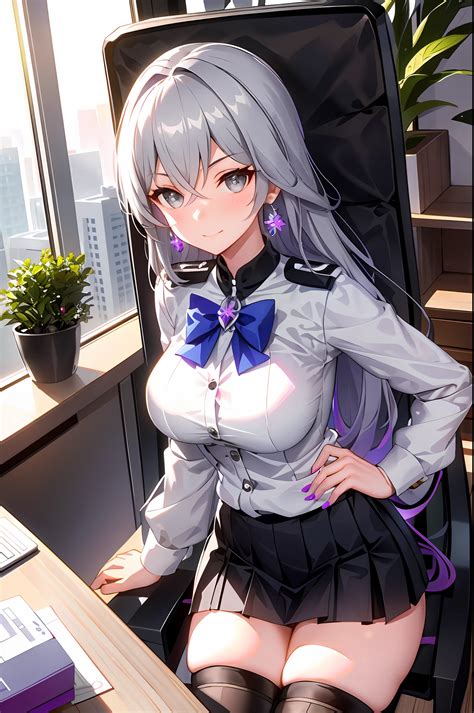 Anime Girl Sitting In A Chair With A Laptop On Her Lap Seaart Ai