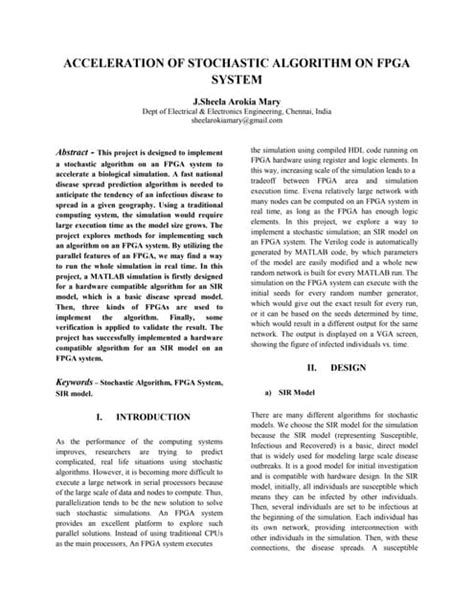 Acceleration Of Stochastic Algorithm On Fpga System Pdf