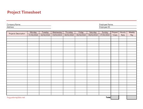 Free Customizable Project Timesheet Template Excel