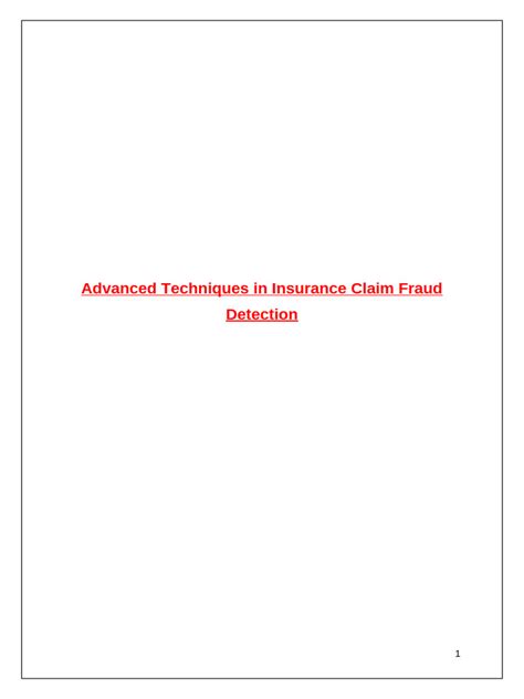 Advanced Techniques In Insurance Claim Fraud Detection Pdf Machine