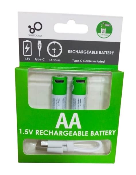USB Type C Rechargeable Battery 1 5V Lithium Li Ion AA AAA 9V SMARTOOOLS Lazada