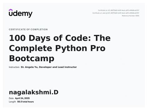 I Have Successfully Completed The 100 Days Of Python Bootcamp Thanks To