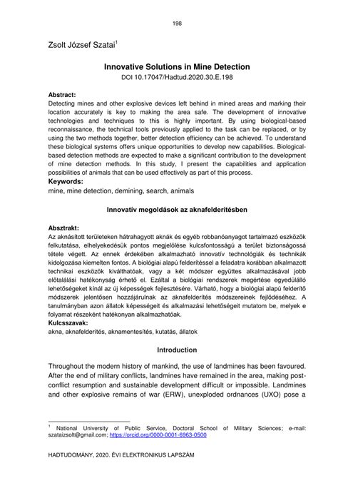 Pdf Innovative Solutions In Mine Detection