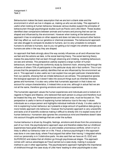 Unit 8 Assignment 1 Task 2 Unit 8 Assignment 1 Task 2 Behaviourism