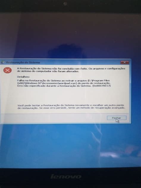 Erro De Restauração No Sistema Windows Microsoft Community