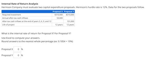 Solved Internal Rate Of Return Analysis Hermson Company Must