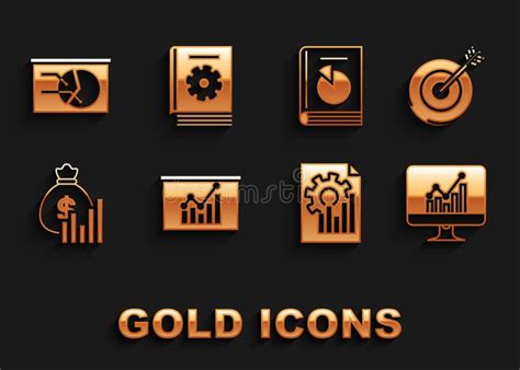 Set Board With Graph Chart Target Computer Monitor Document Money