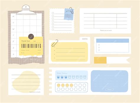 Premium Vector Memo Template A Collection Of Striped Notes Blank