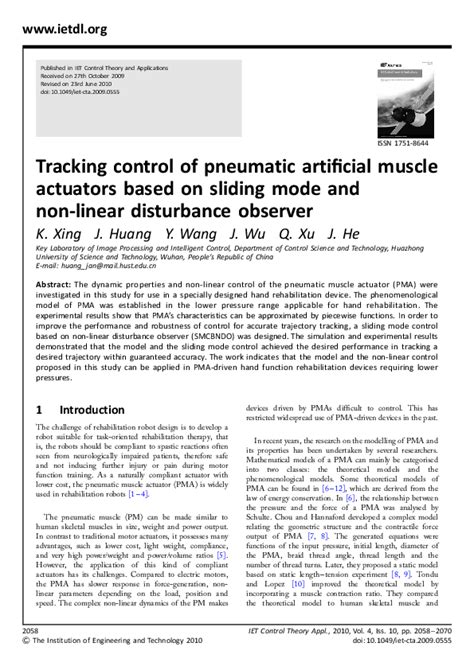 Pdf Tracking Control Of Pneumatic Artificial Muscle Actuators Based