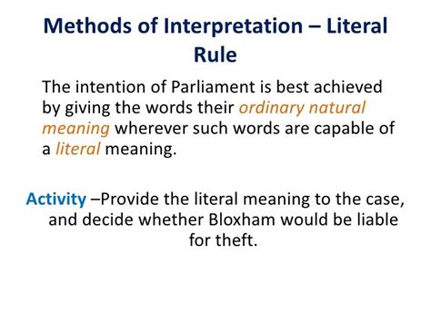 Lecture 1 Statutory Interpretation On Literal Rule