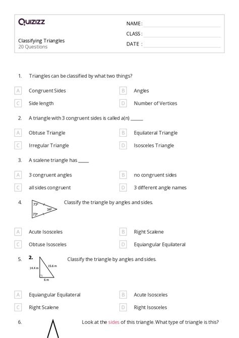 50 Classifying Triangles Worksheets For 6th Grade On Quizizz Free And Printable