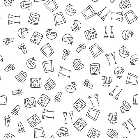 Coconut Water Beer Whiskey Beach Cocktail Seamless Pattern For Printing Wrapping Design