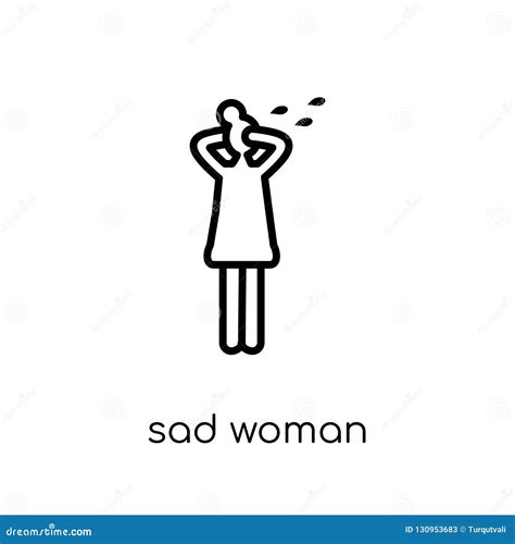 Sad Woman Icon Trendy Modern Flat Linear Vector Sad Woman Icon Stock Vector Illustration Of