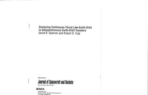 Pdf Designing Continuous Thrust Low Earth Orbit To Geosynchronous Earth Orbit Transfers