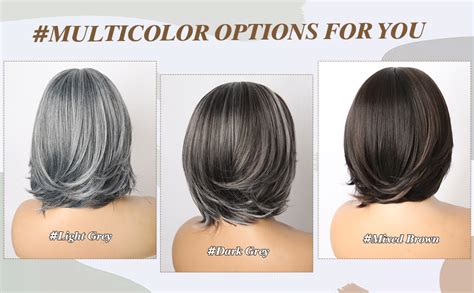 Leosa Short Layered Wigs With Curtain Bangs Brown Bob